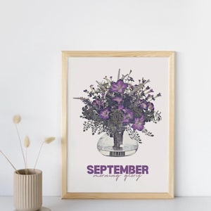 September Birth Flower Poster Morning Glory, September Birthday Morning ...
