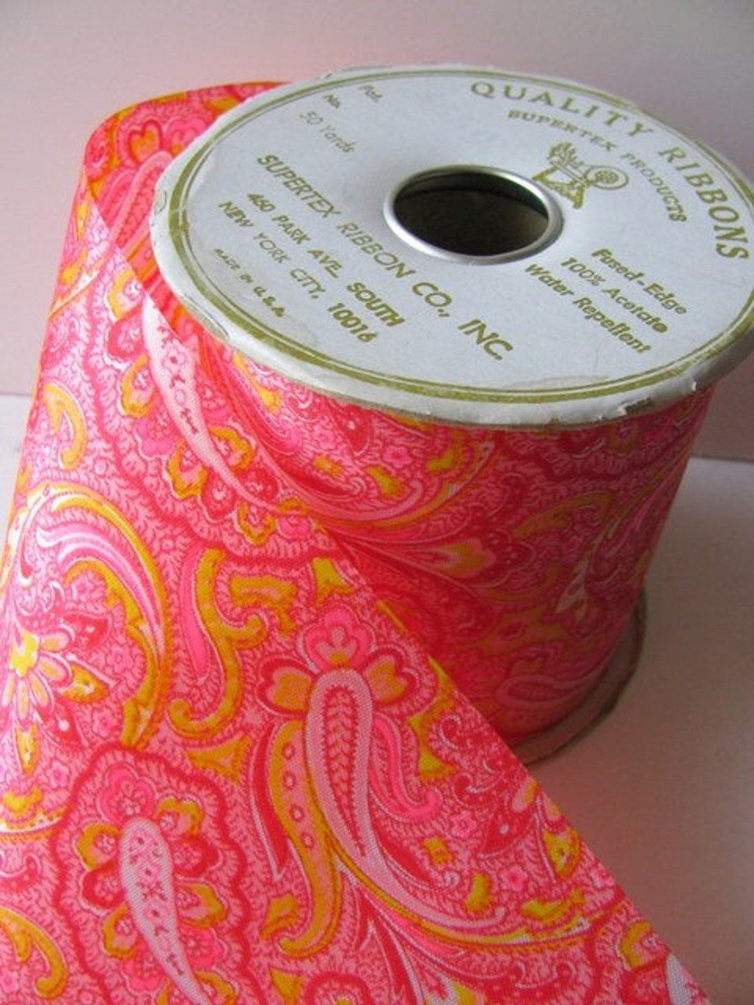 The Year of PINK Extra Wide Vintage Mod Paisley Ribbon - Etsy
