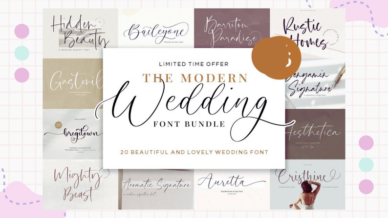 The Modern Wedding Font Bundle, Wedding Font, Cricut Font, Procreate ...