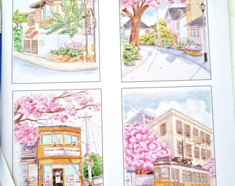 Watercolour Kit of Flowers Ready to Paint or Colour In. Pack Consisting ...