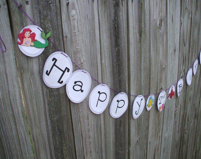 Customized Ariel Little Mermaid Birthday Banner - Etsy