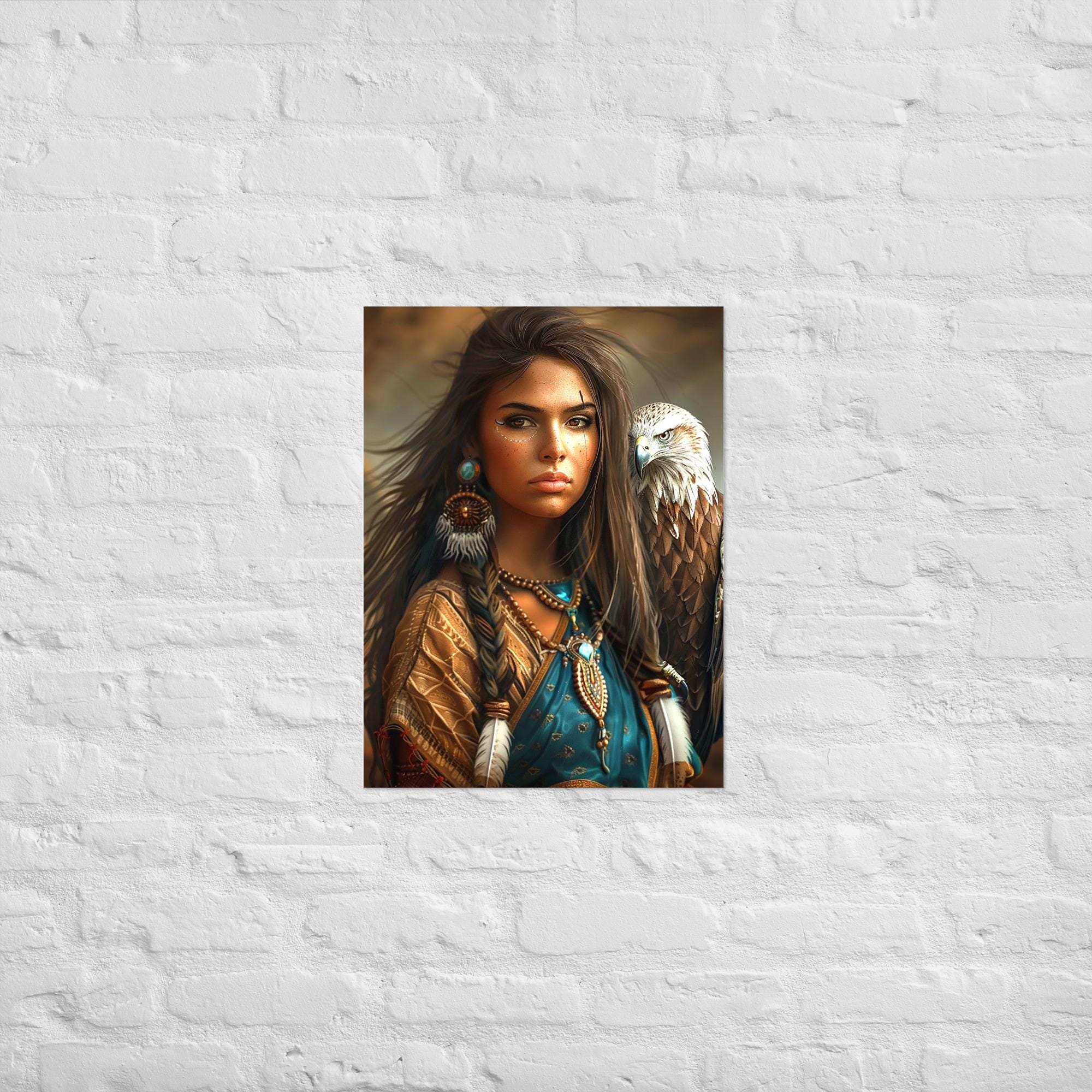 Native American Woman With Eagle Poster - Etsy