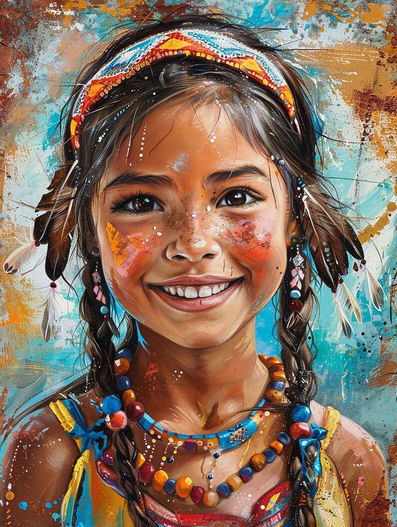 Smiling Native American Indian Girl - Etsy