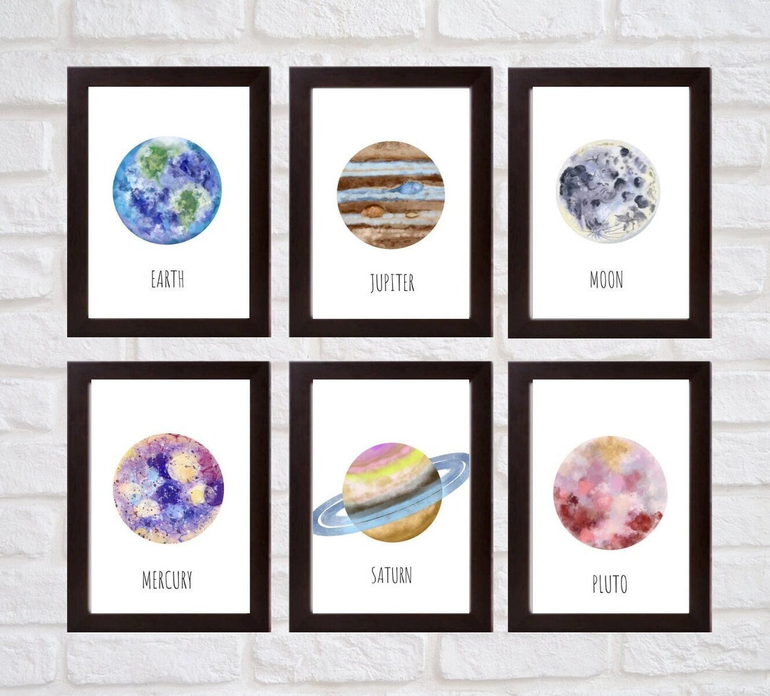 Solar System Prints, Planets Posters, A4, Set, Boys Space Bedroom ...