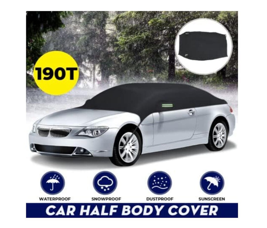 190T Waterproof Half Car Top Cover, Weather Protection Cover for Car ...