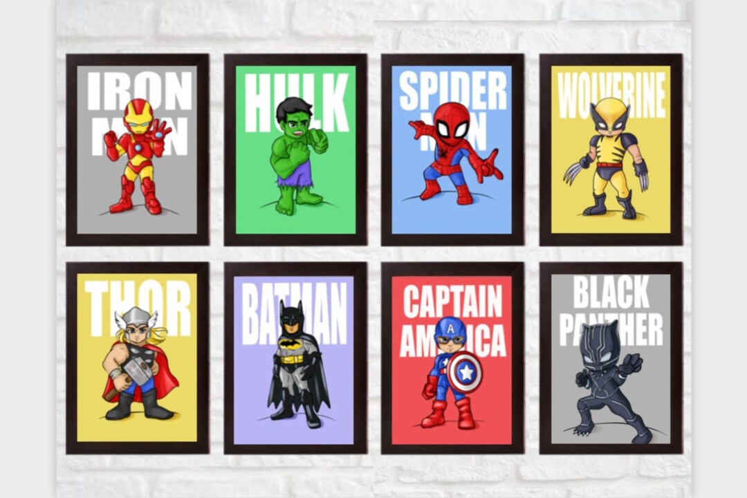 Set of 14 Superheroes Digital Download Digital Print, Superhero Print ...