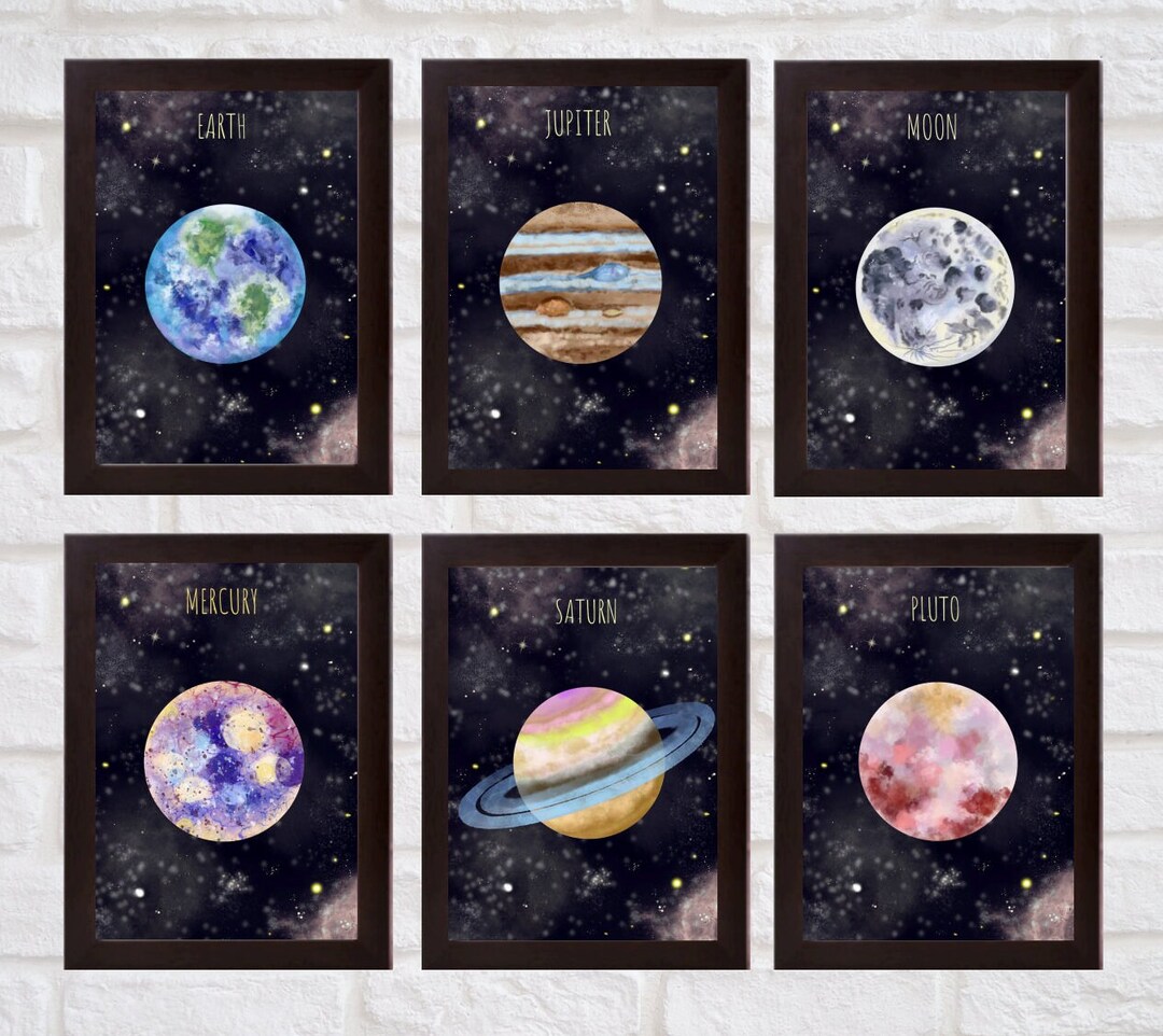 Solar System Prints, Planets Posters, A4, Set, Boys Space Bedroom ...