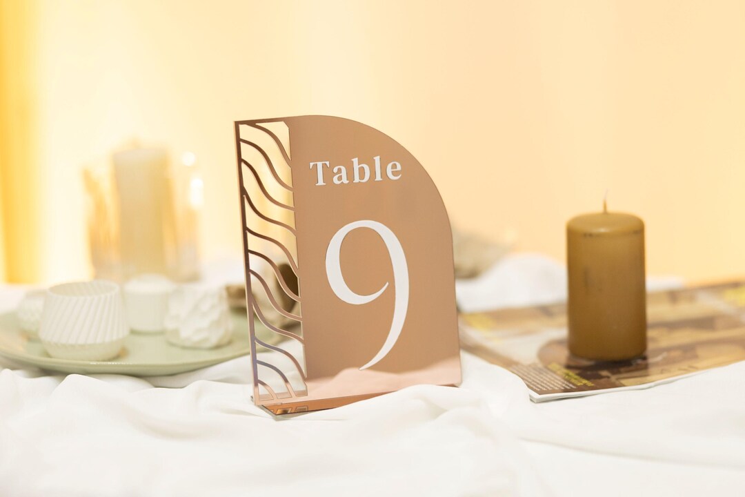 Rose Gold Mirror Table Numbers: Acrylic Wedding Decor - Etsy