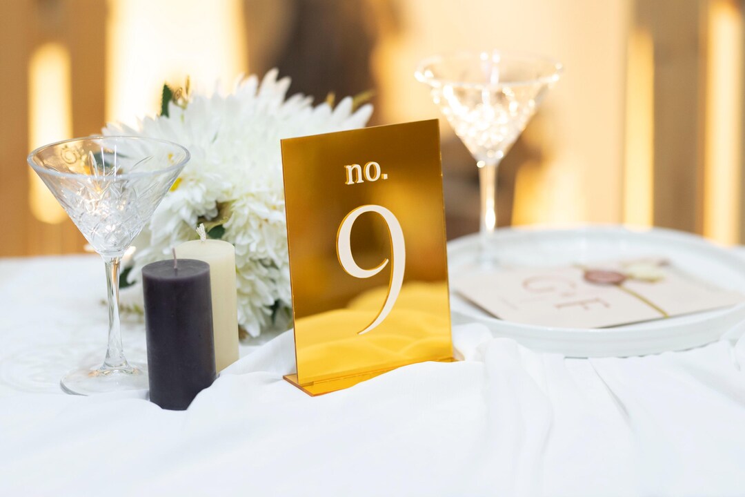 Gold Acrylic Wedding Table Number, Gold Wedding Table Decor, Mirror ...