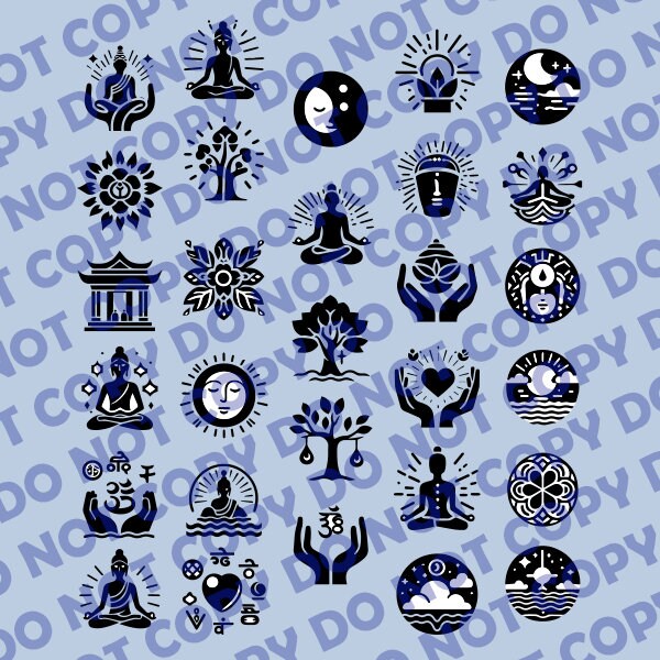 Mindfulness Meditation Icon Set - SVG & PNG, Digital Clipart, Wellness ...