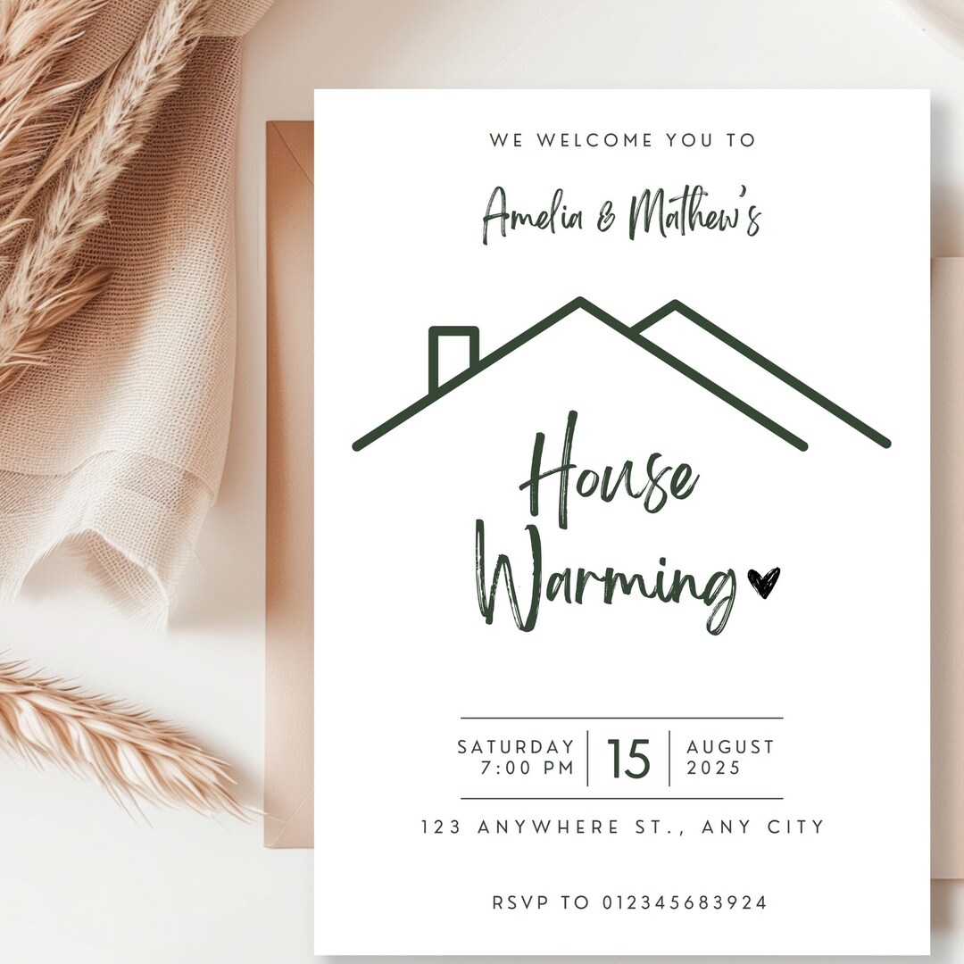 House Warming Invitation, Minimal House Warming Invite, Digital ...