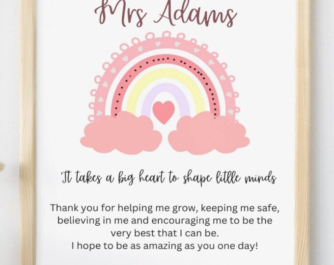 Printable Teachers Personalised Leaving Thank You Gift Teacher Poem ...