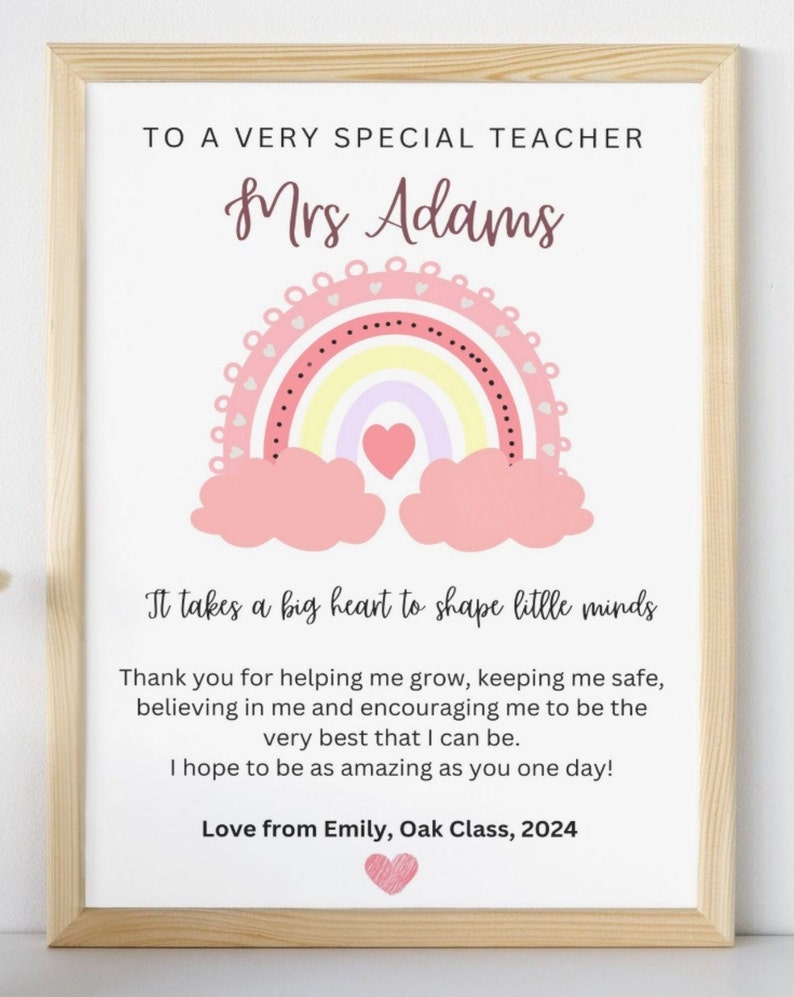 Printable Teachers Personalised Leaving Thank You Gift Teacher Poem ...