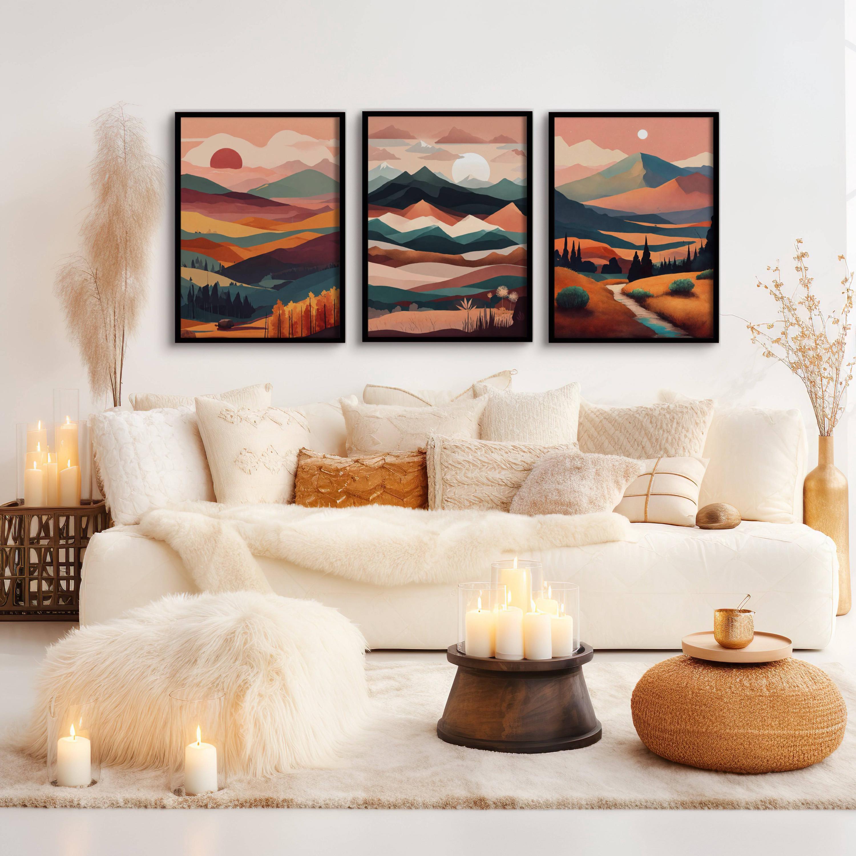 Abstract Landscape Wall Art Set 3 Digital Printable Art Pieces in Four ...