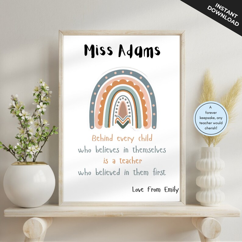 Printable Teachers Personalised Leaving Thank You Gift Teacher Poem ...