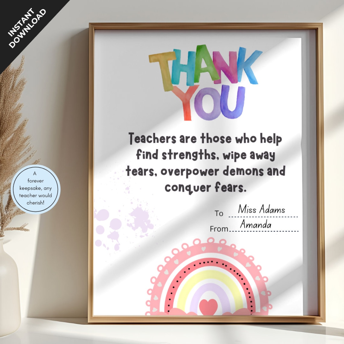 Printable Teacher's Personalised Leaving Thank You Gift Teacher Poem ...