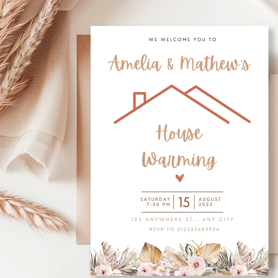 House Warming Invitation Template Rustic Brown Vintage Theme ...