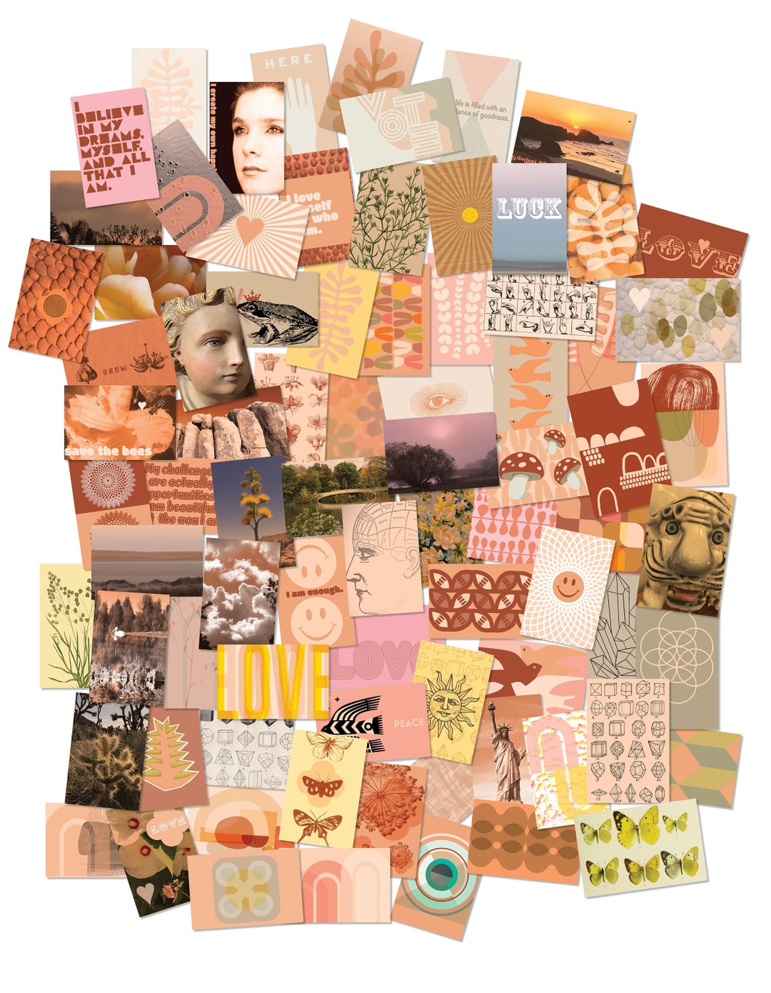 Boho Wall Collage Kit, Printable Earth Tone Wall Art, Indie Decor ...