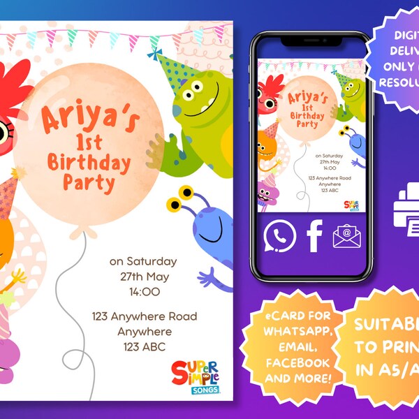 Super Simple Songs Birthday Invitation - Etsy