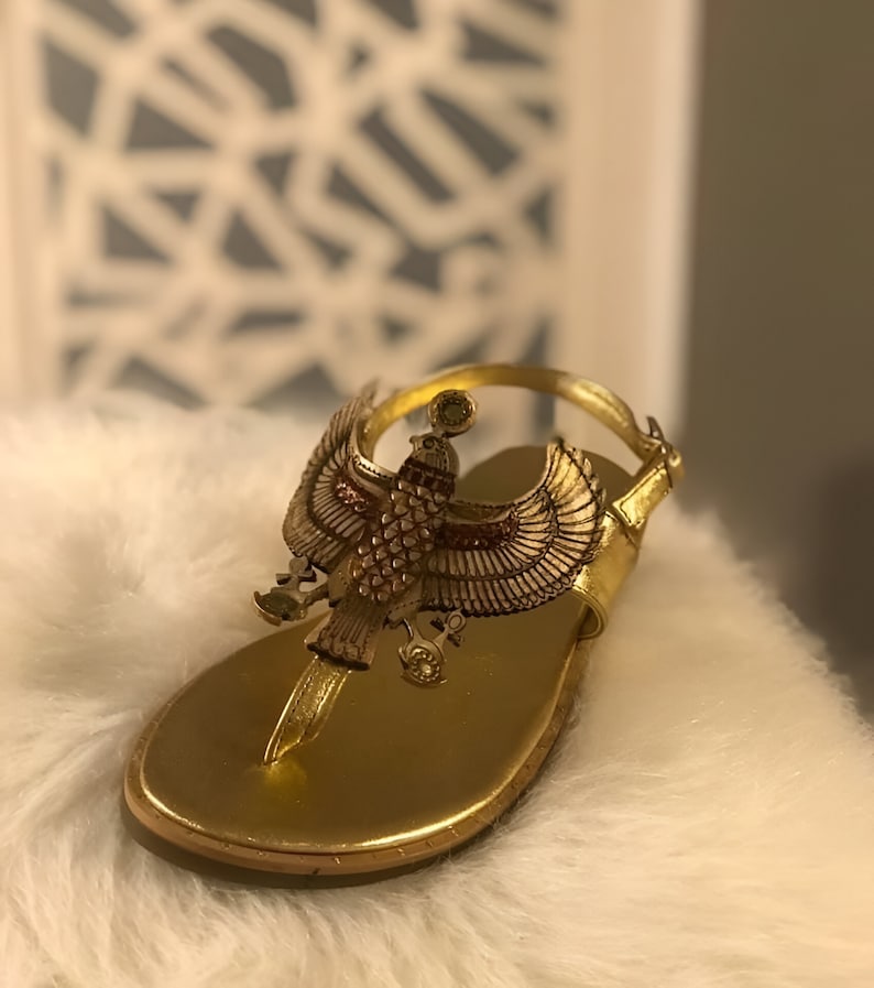 Ancient Egyptian Style Women's Golden Sandals Handmade Leather Sandals ...