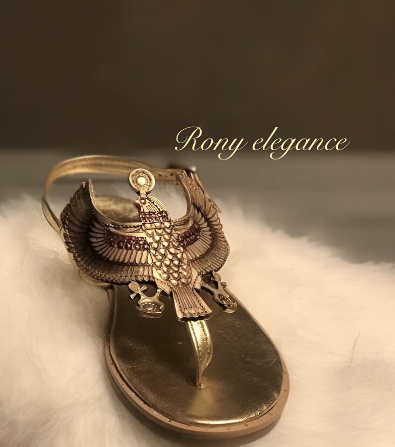 Ancient Egyptian Style Women's Golden Sandals Handmade Leather Sandals ...