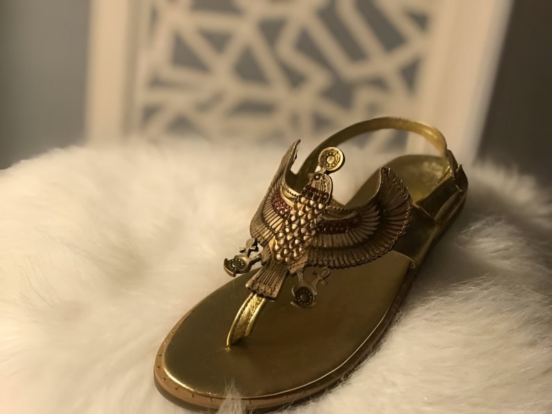 Ancient Egyptian Style Women's Golden Sandals Handmade Leather Sandals ...