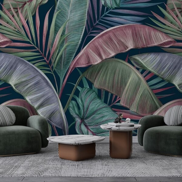 Tropical Leaf Wallpaper - Etsy