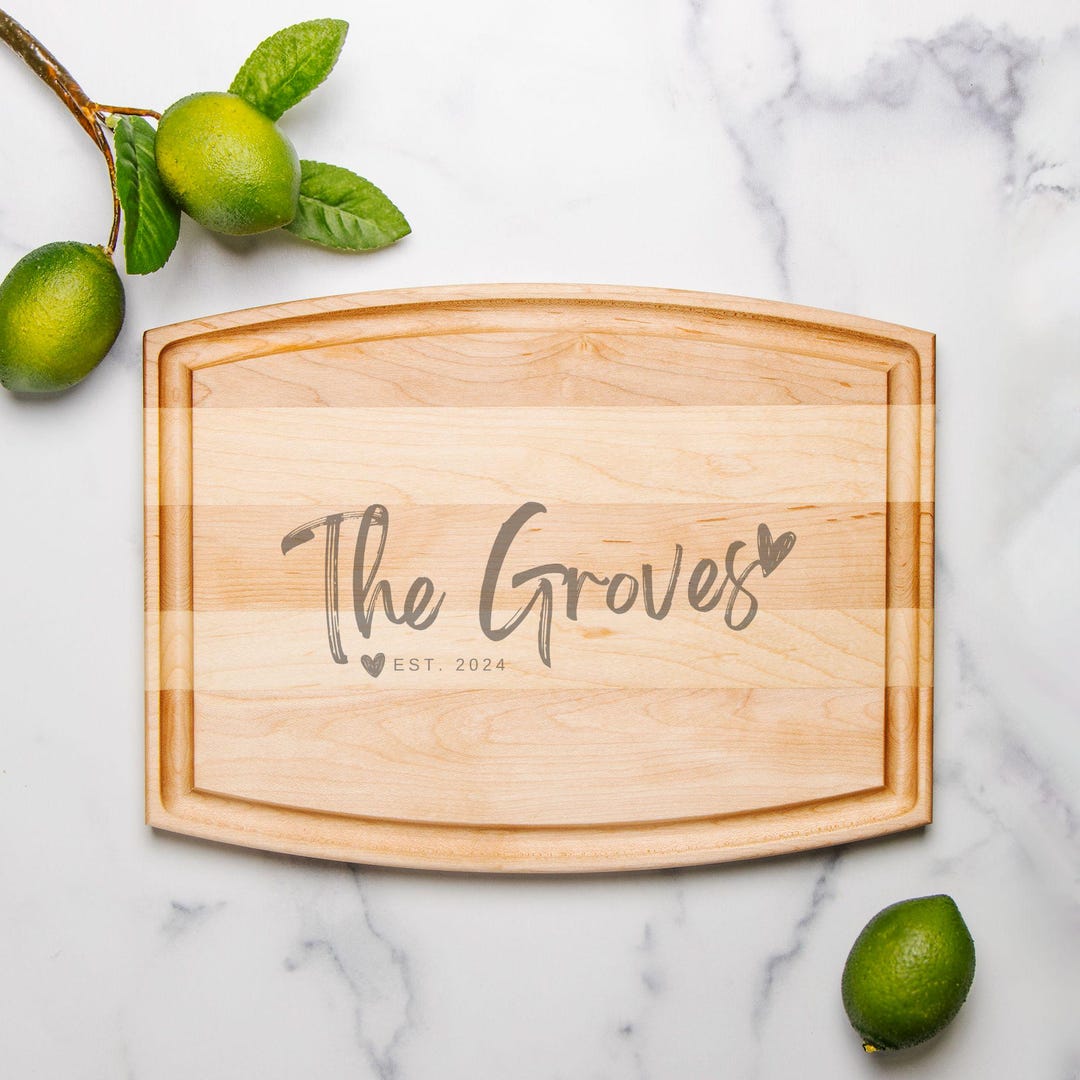 Personalized Arched Wood Cutting Board, Engraved Kitchen Chopping Board ...