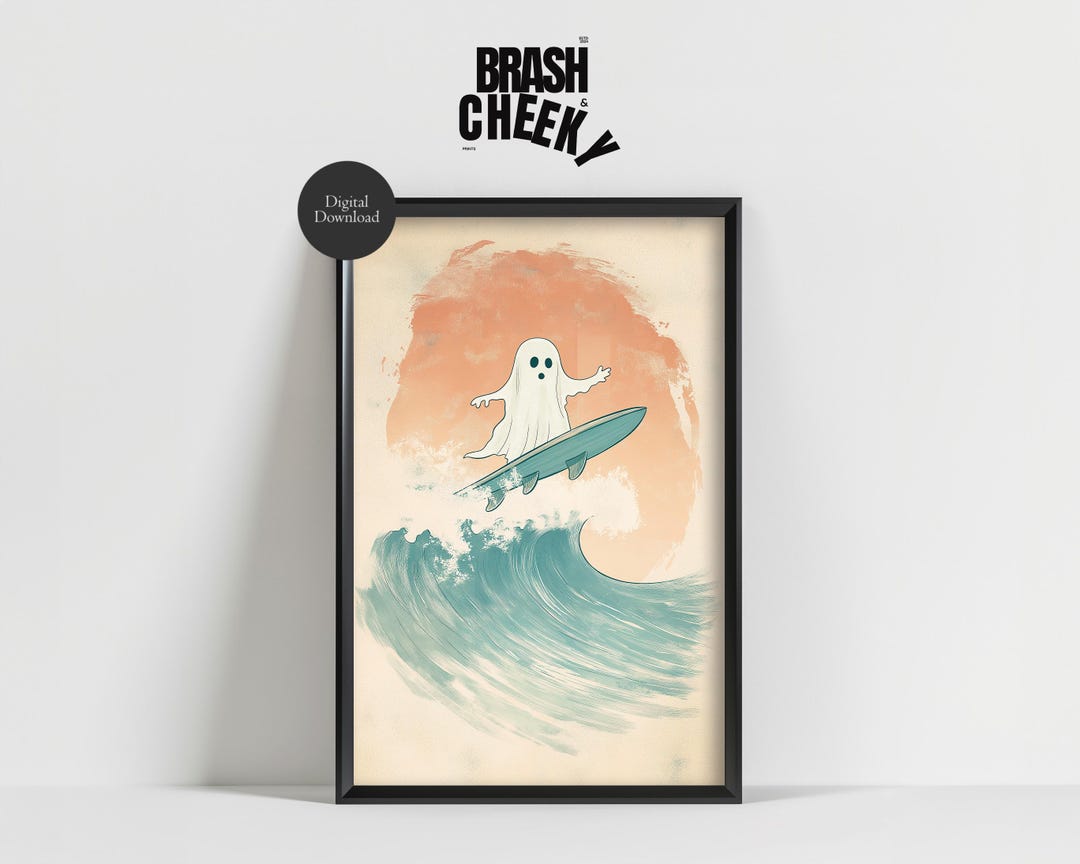 Ghost Surfer PRINTABLE, Halloween Surf Digital Print, Fun Ghost ...