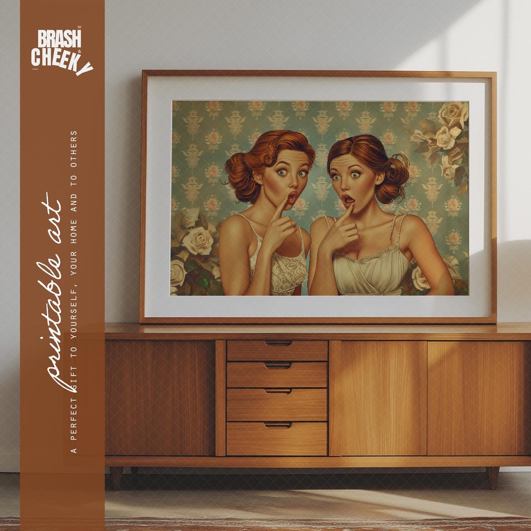 Lady Whispers Bathroom PRINTABLE, Shocked Women Funny Bathroom Decor ...