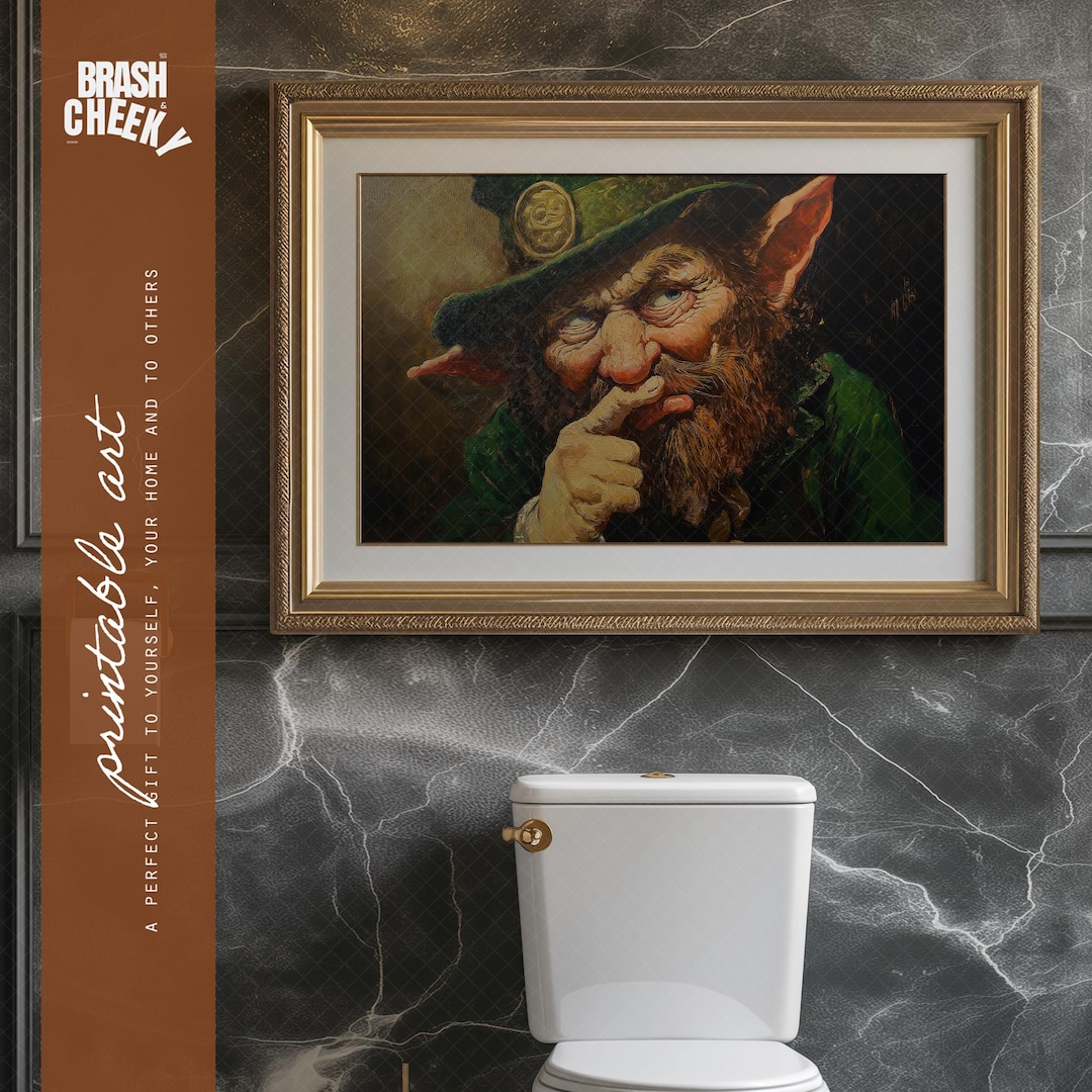 Leprechaun Bathroom PRINTABLE, Grumpy Troll Plugging Nose St. Patrick's ...