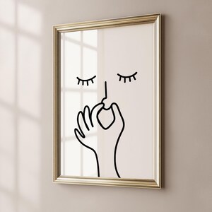 Plugging Nose Bathroom PRINTABLE, Hand Drawn Pinching Nose Decor, Funny ...