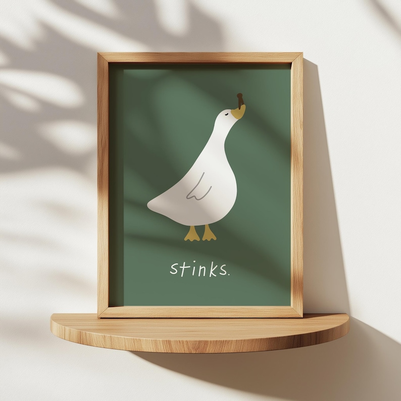 Funny Goose Bathroom Print: Stinky Nose, Humorous Wall Art (digital ...