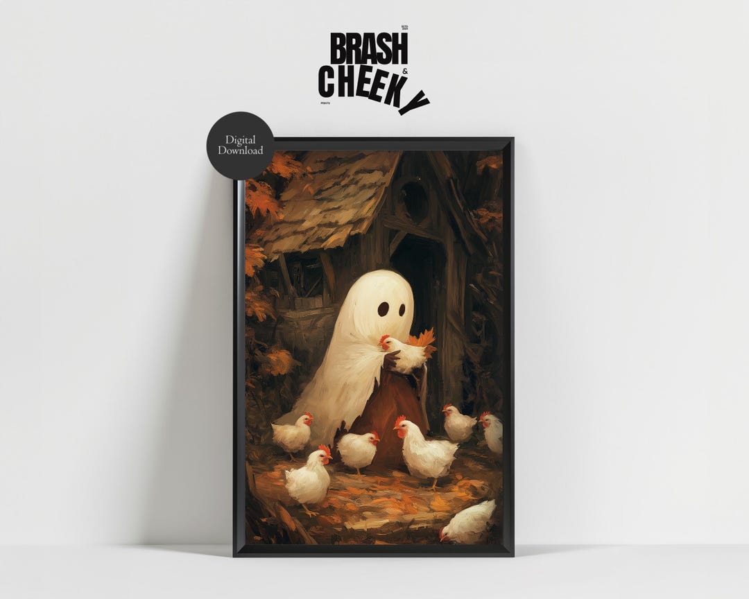 Ghost Feeding the Chickens PRINTABLE, Cute Fall Ghost in the Chicken ...