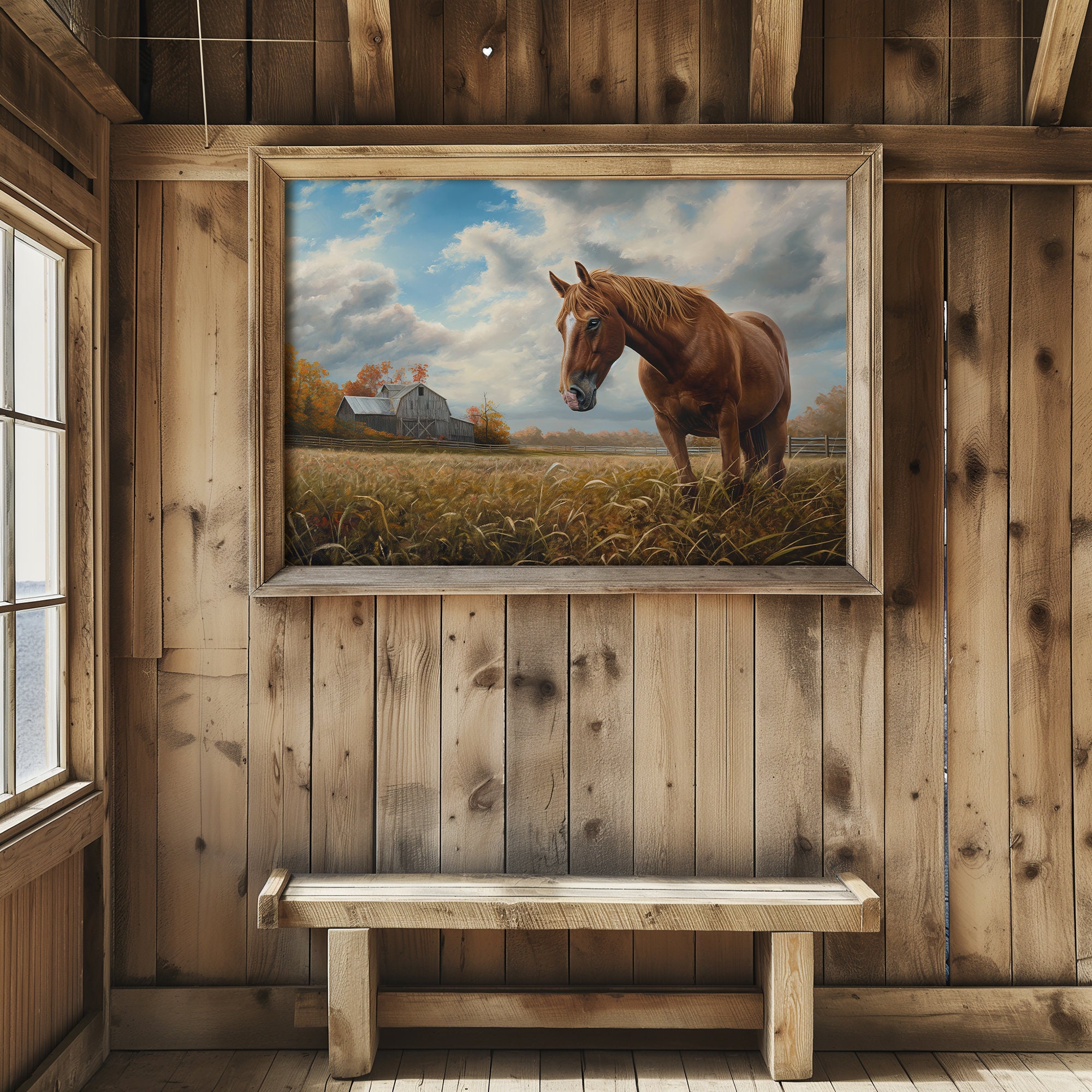 Painted Horse Pasture PRINTABLE, Printable Horse on a Farm Wall Decor ...