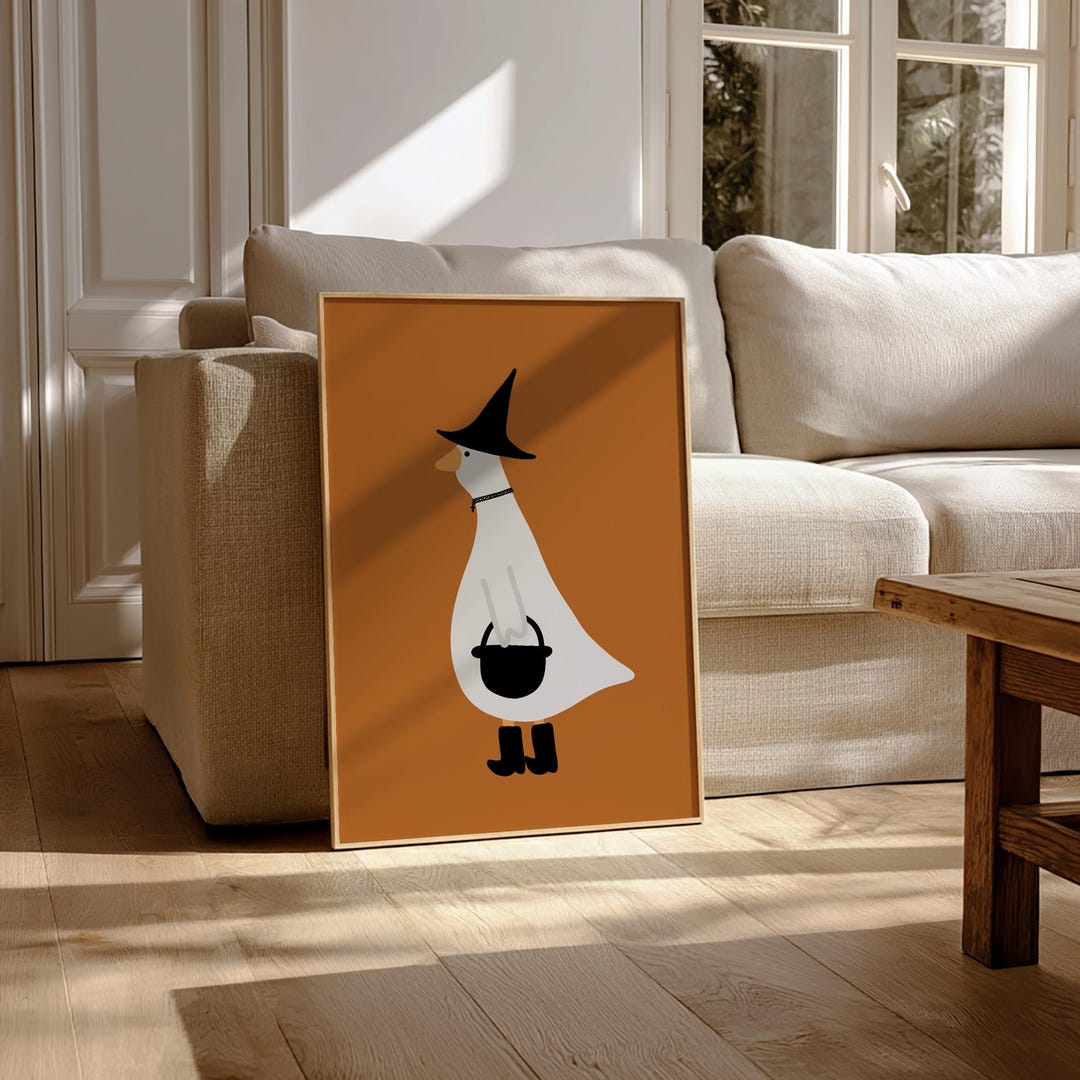 Silly Goose Halloween Printable Wall Art: Dressed as a Witch With ...