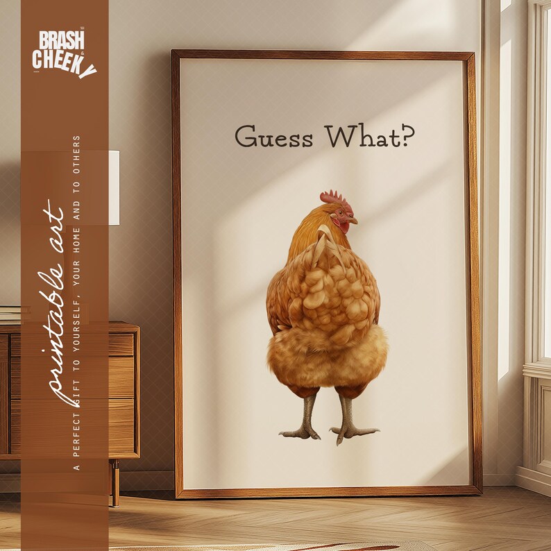 Guess What Chicken Butt Print: Humorous Playroom Wall Art (digital ...