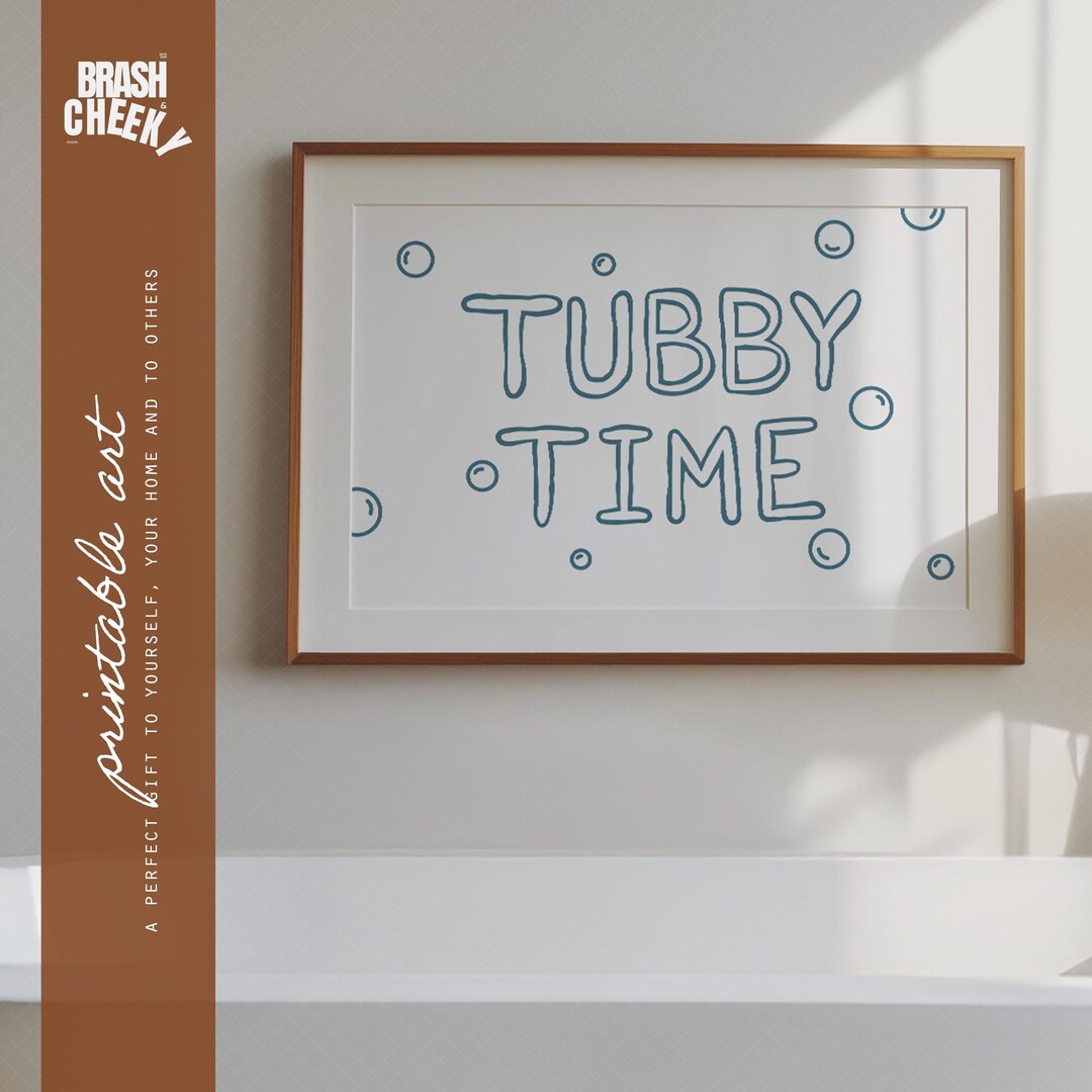 Tubby Time PRINTABLE, Bathroom Digital Print, Simple Hand Drawn ...