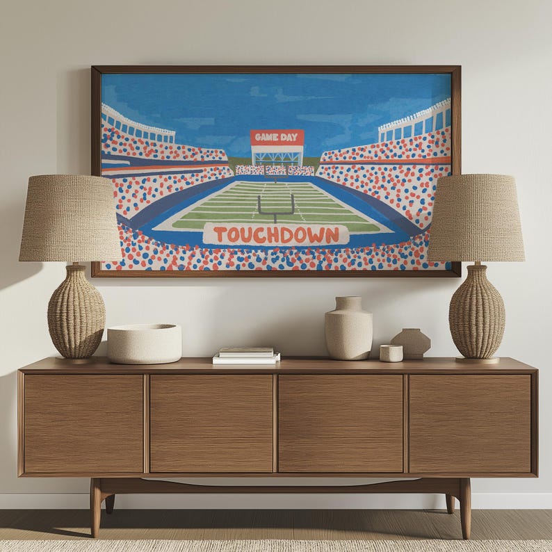 Game Day Frame TV Art | Hand Drawn Football Stadium Host Decor (instant ...