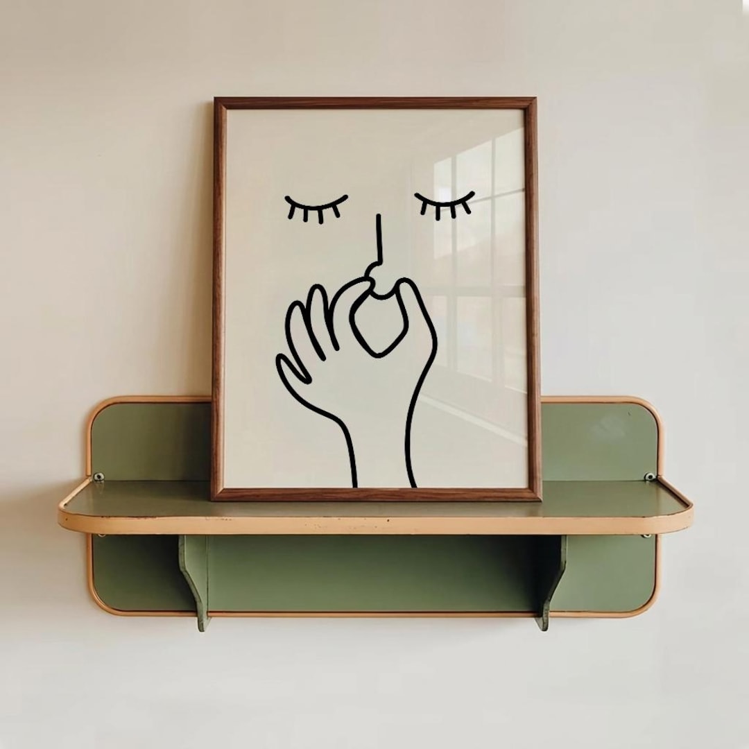 Plugging Nose Bathroom PRINTABLE, Hand Drawn Pinching Nose Decor, Funny ...