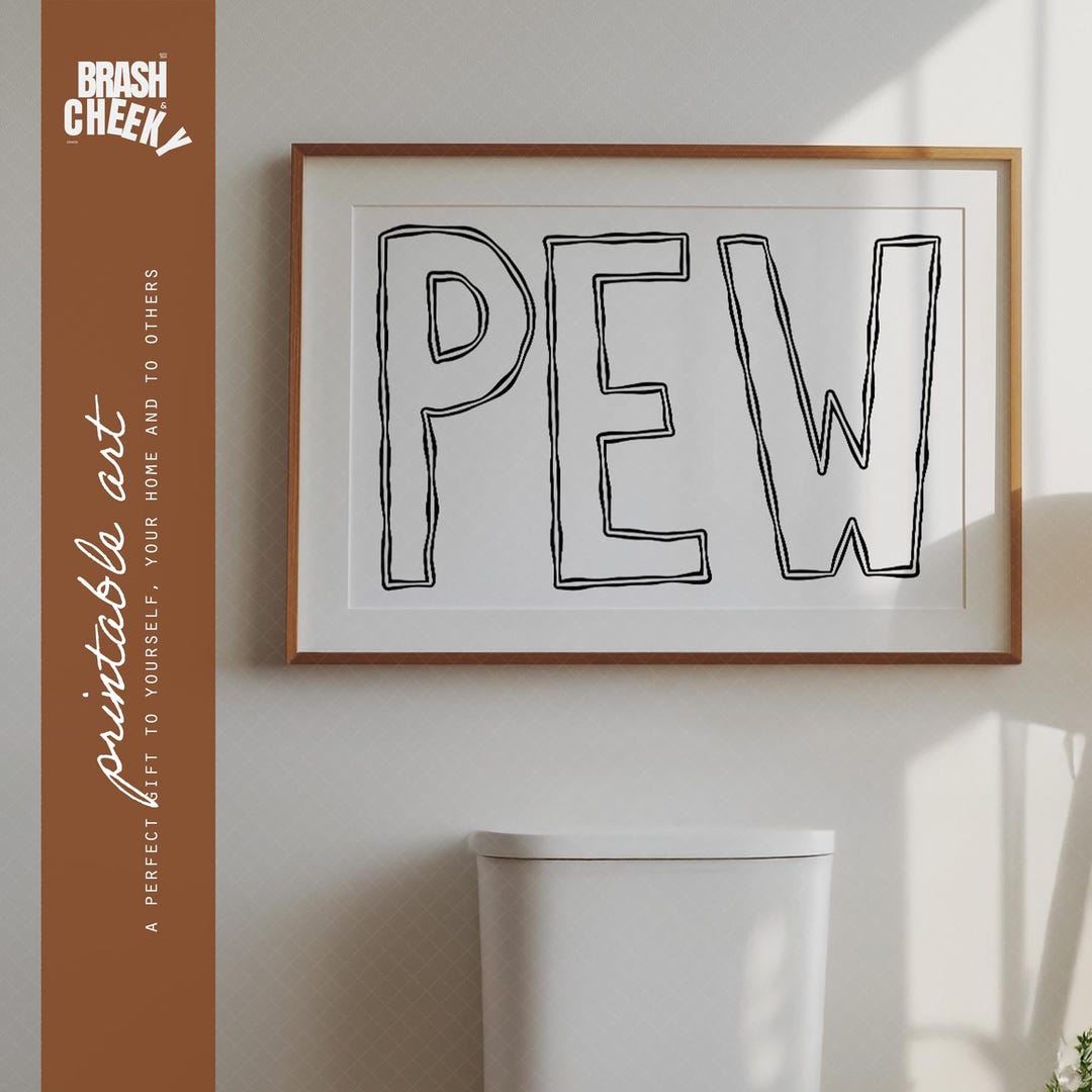 PEW Bathroom PRINTABLE, Stinky Humorous Bathroom Digital Print, Simple ...