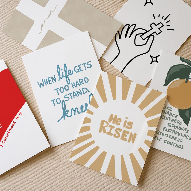 Hand Drawn Christian Art Bundle, 14 Unique Printable Wall Art Designs ...