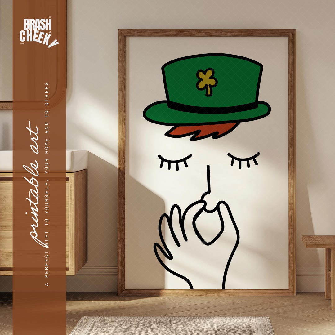 Hand Drawn Plugging Nose Bathroom PRINTABLE, St. Patty's Stinky ...