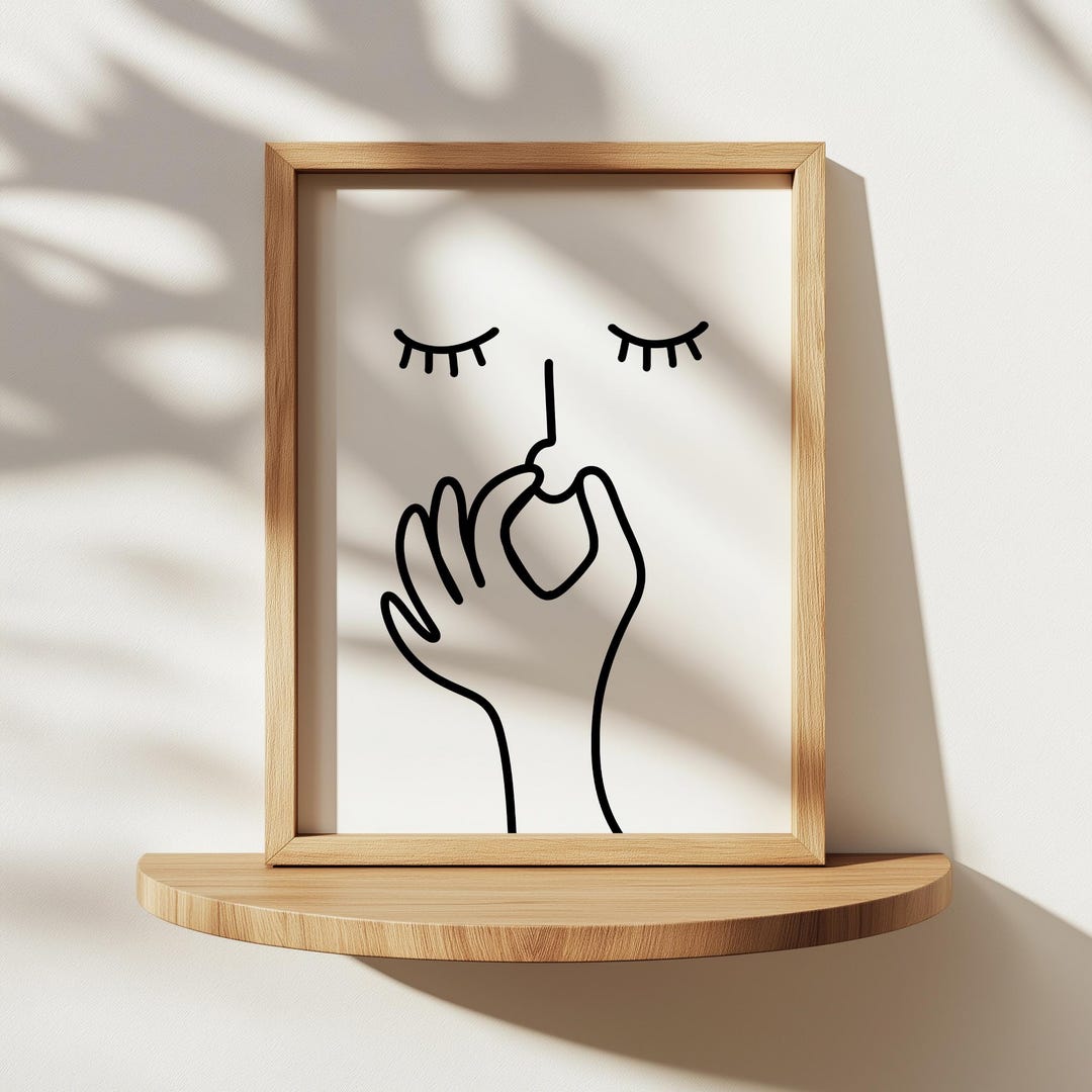 Plugging Nose Bathroom PRINTABLE, Hand Drawn Pinching Nose Decor, Funny ...