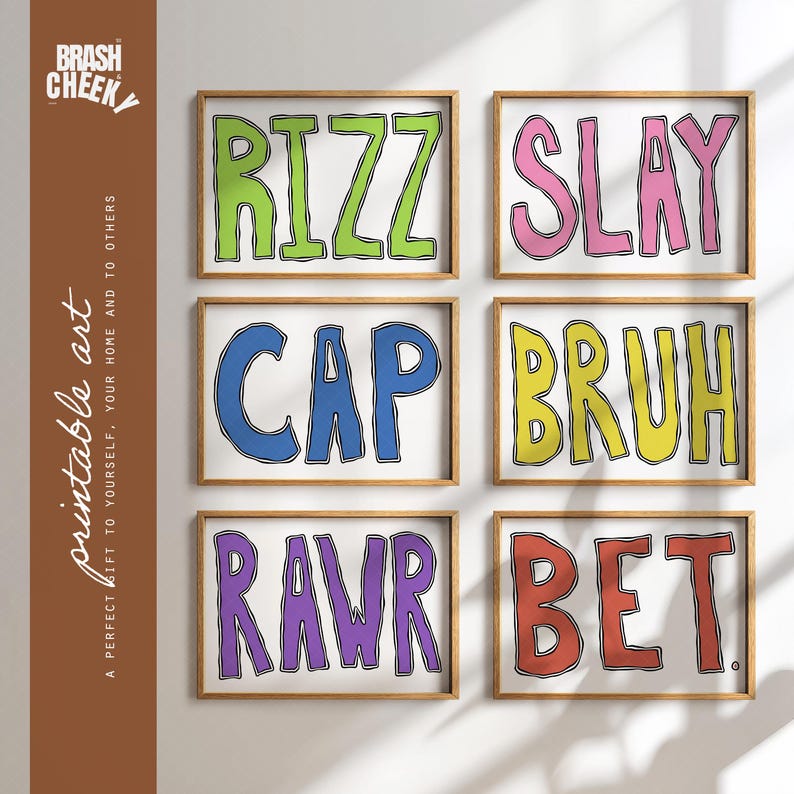 Teen Wall Decor PRINTABLES, Hand Drawn Tween Bedroom Decor, Teen Slang ...