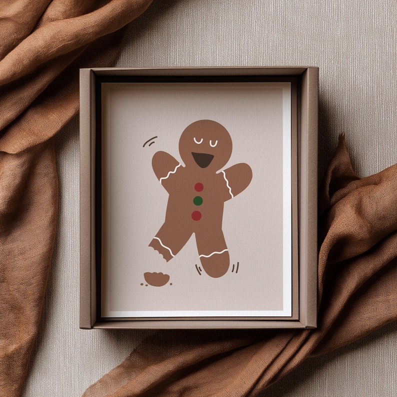 Dancing Gingerbread Man Printable Wall Art: Quirky Holiday Decor ...