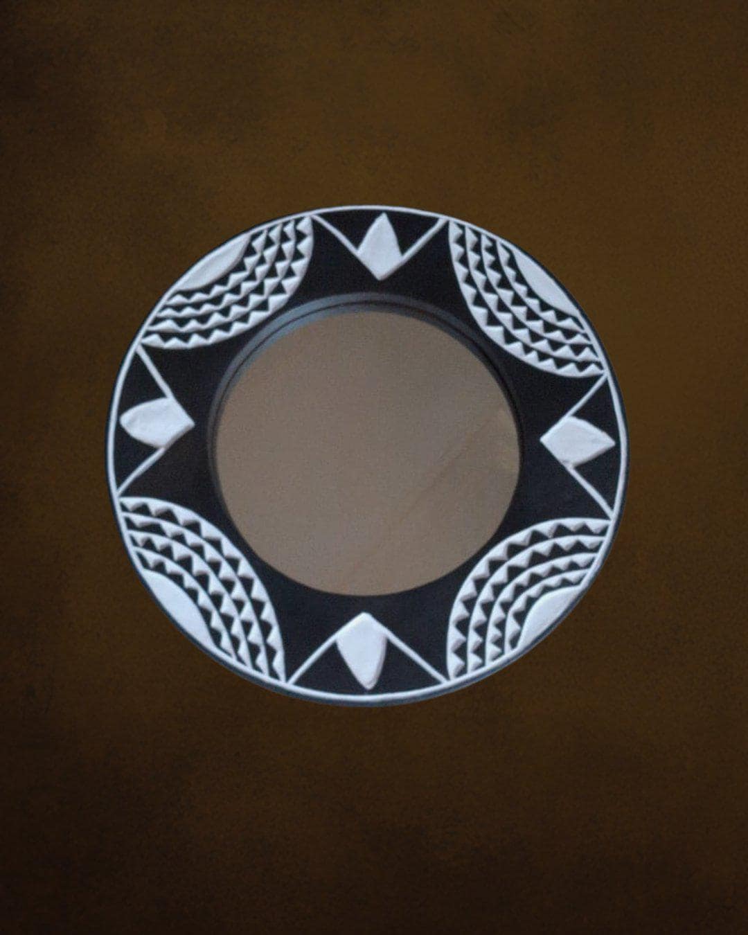 African Mirror, Inspired by the Wooden Sun Mask, Bwa Mask, Carved and ...