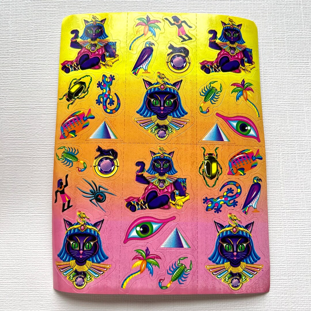 Vintage Rare Lisa Frank Cleocatra Egyptian Cat Sticker Sheet Complete ...