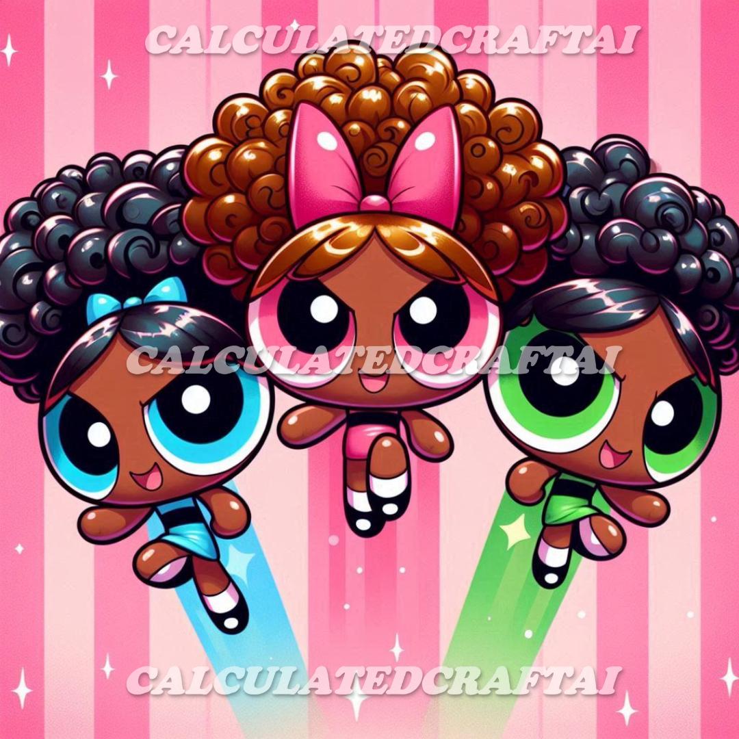 Black Powerpuff Girls Art Print (digital Download) - Etsy