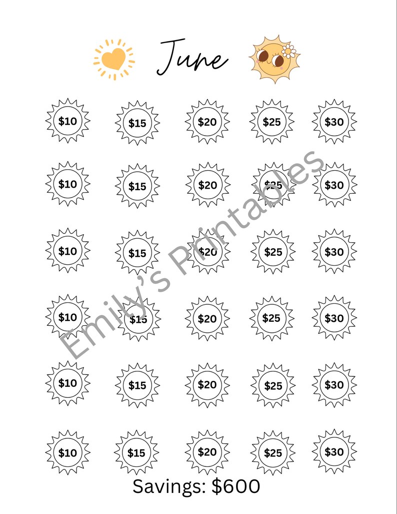 Monthly Savings Challenge - Etsy